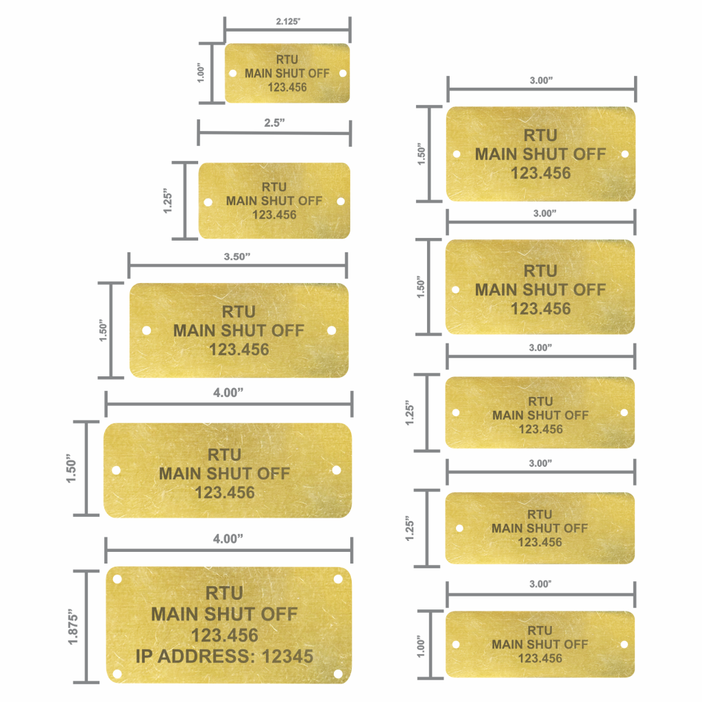 .036" Engraved Industrial Brass Tags - Fast production!
